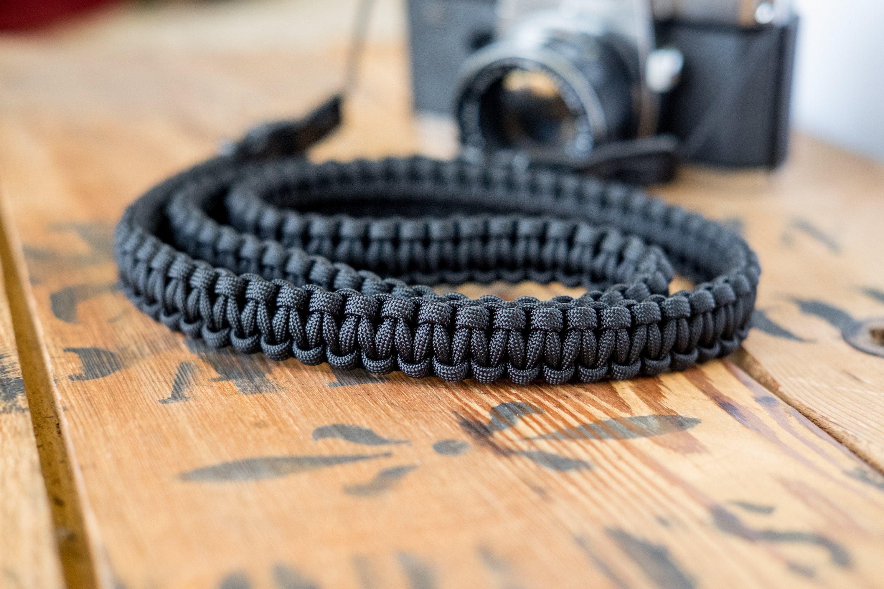 Braided Camera Strap - Black - Apmots - Paracord Shoulder Sling ...