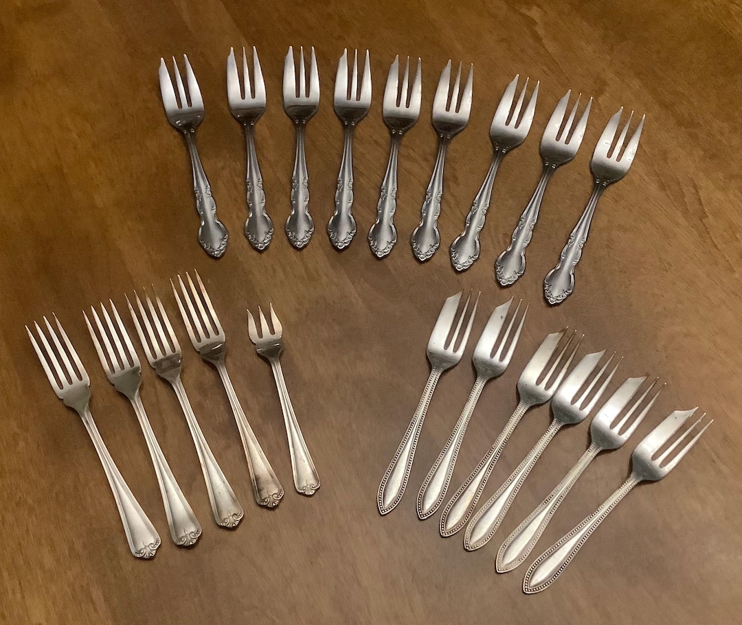 Silverplate Dessert Forks, Vintage Cocktail Seafood Appetizer, Salad ...