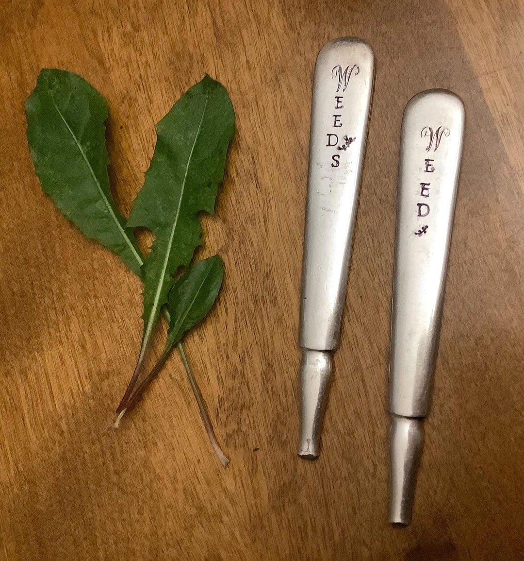 Weed, Silver Garden Marker, Weeds Plant Stake, Vintage Silverware ...