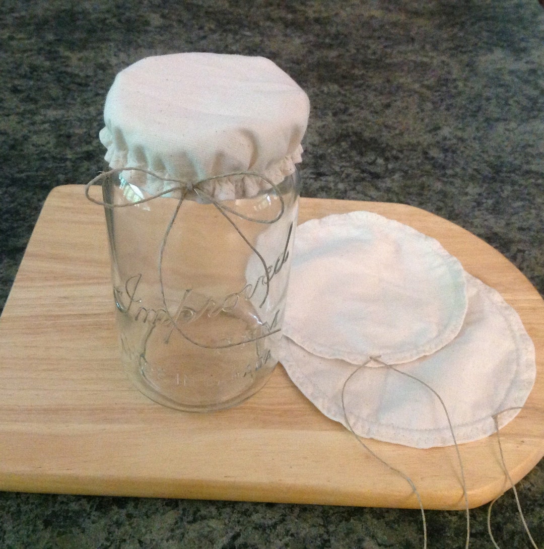Mason Jar Cover, Kombucha Cap, Sourdough Top, Organic Cotton ...