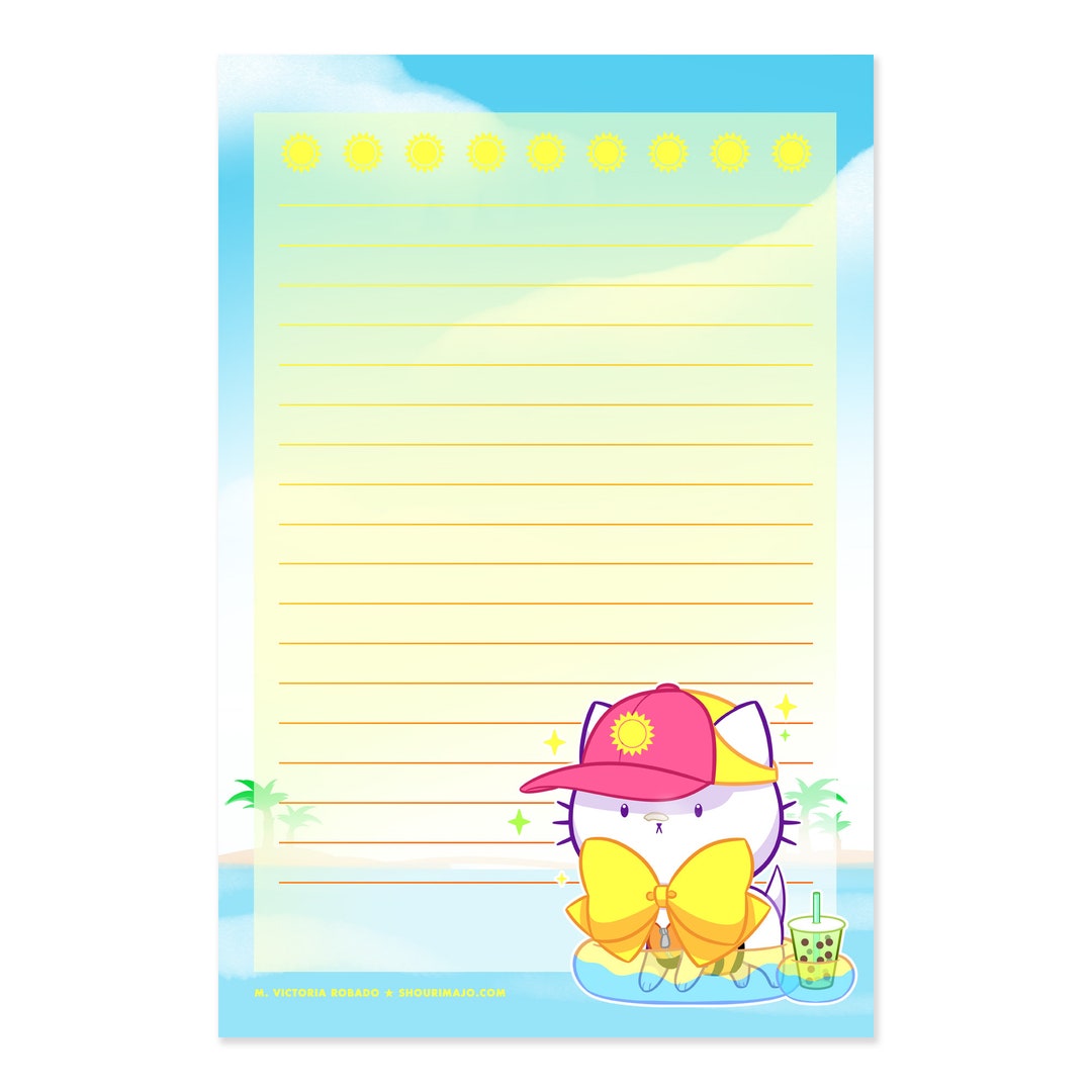 Bubble Kittea Summer Stationery Paper - Etsy