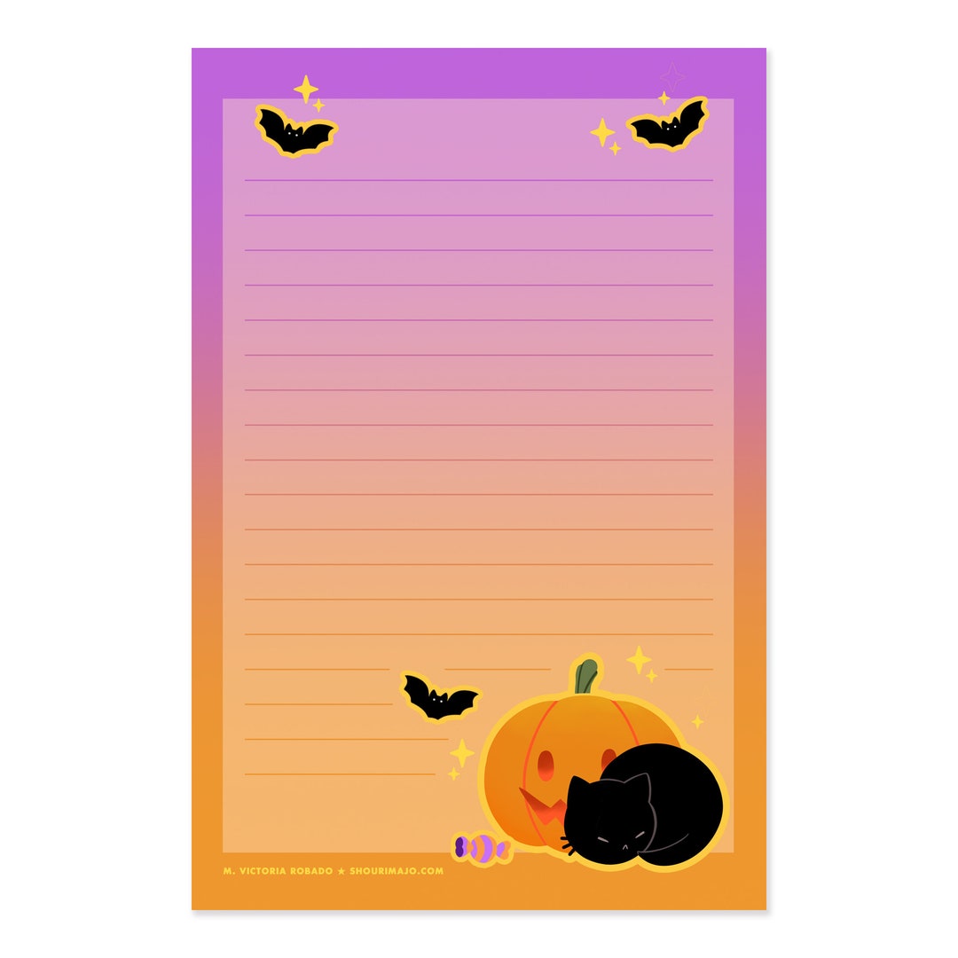 NEW! Stationery Paper Halloween Kitties Set of 10halloween Cute Black ...