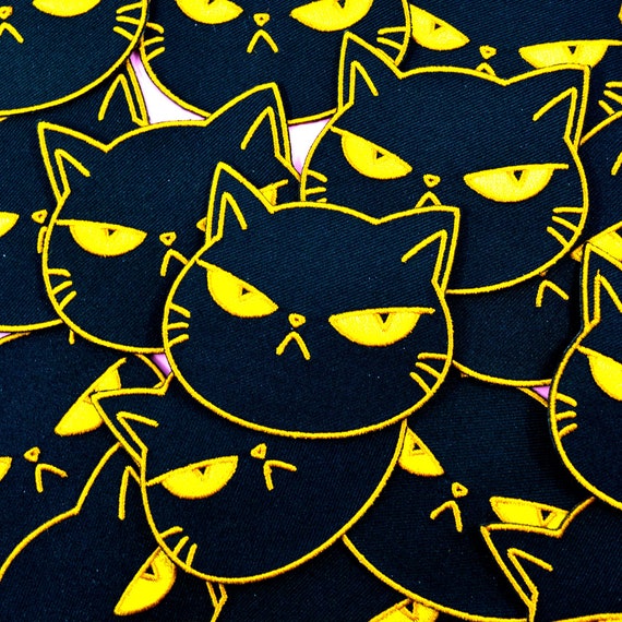 Angry & Grumpy Black Cat Negini Cute Cat Iron-on Sew-on | Etsy