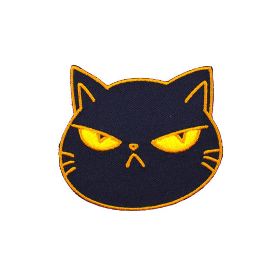 Angry & Grumpy Black Cat Negini Cute Cat Iron-on Sew-on Embroidery ...