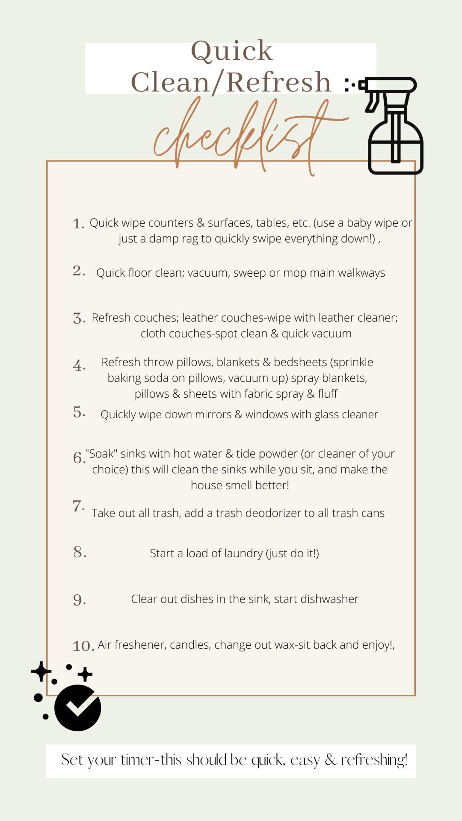 Quick Cleaning Checklist - Etsy
