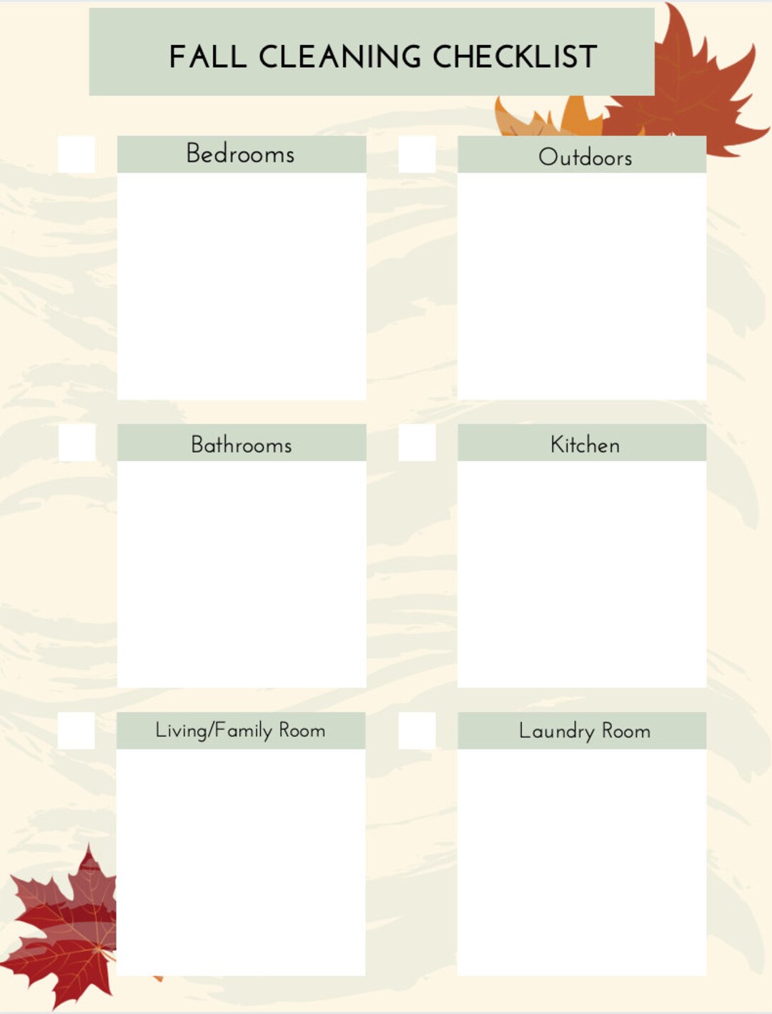 Fall Cleaning Checklist - Etsy