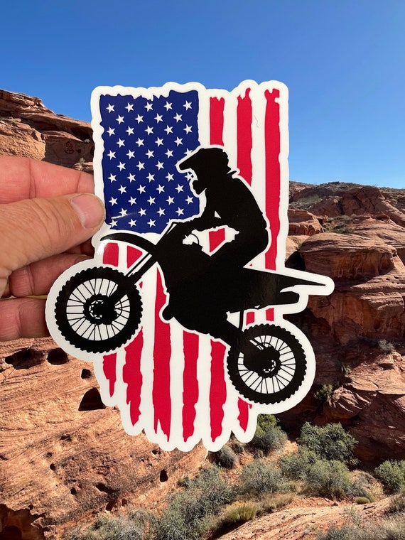 Dirt Bike American Flag Windows Decal Sticker or for Water | Etsy