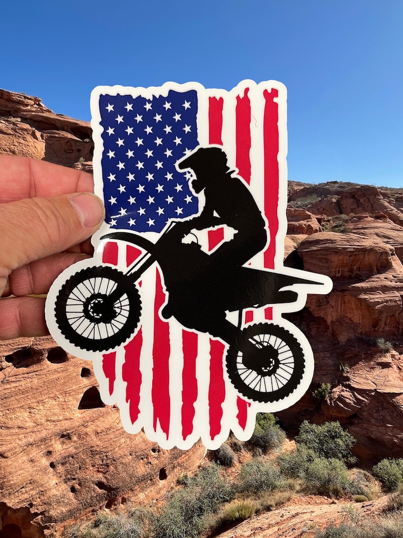 Dirt Bike American Flag Windows Decal Sticker or for Water - Etsy