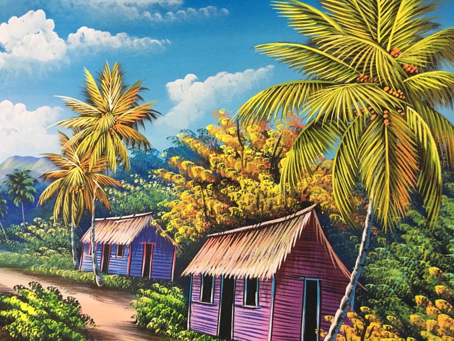Tropical Landscape Painting, Oil Painting on Canvas, Dominican Painting ...