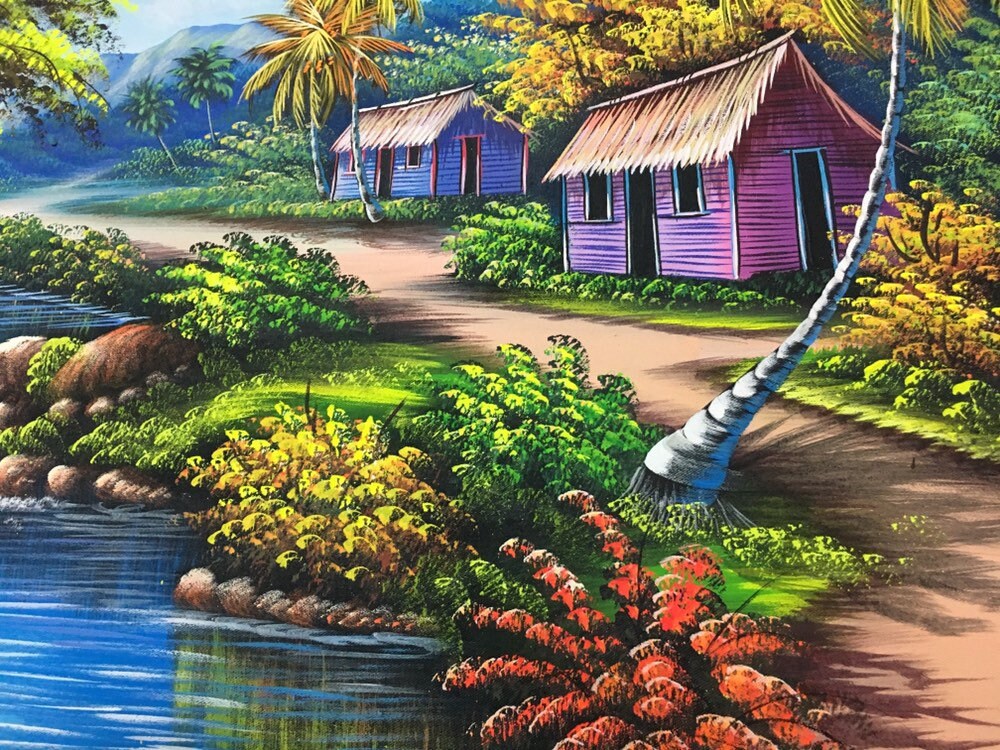 Tropical Landscape Painting, Oil Painting on Canvas, Dominican Painting ...