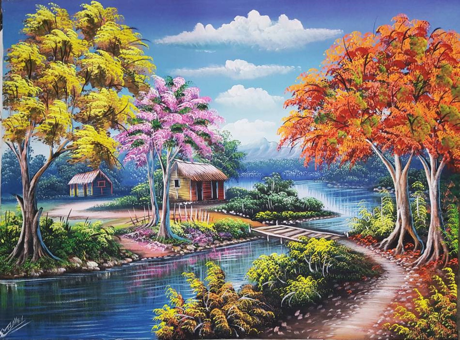 Flamboyant Tree Painting Oil Painting on Canvas Haitian Art - Etsy