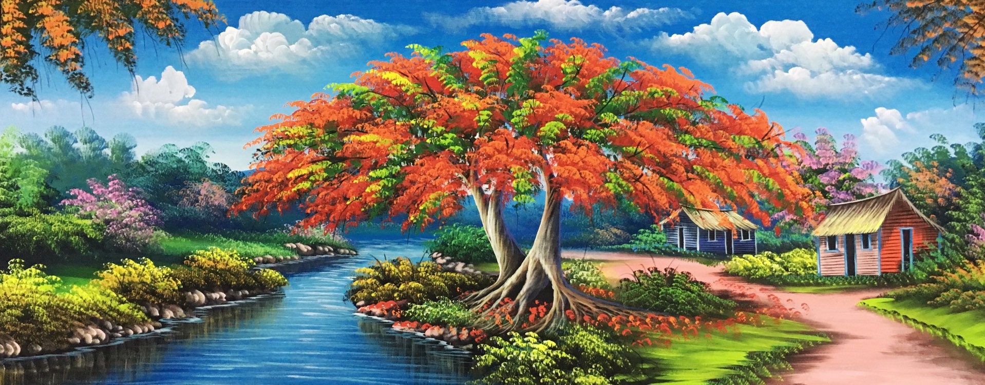 Flamboyant Tree Painting Flamboyan Dominican Art Oil - Etsy
