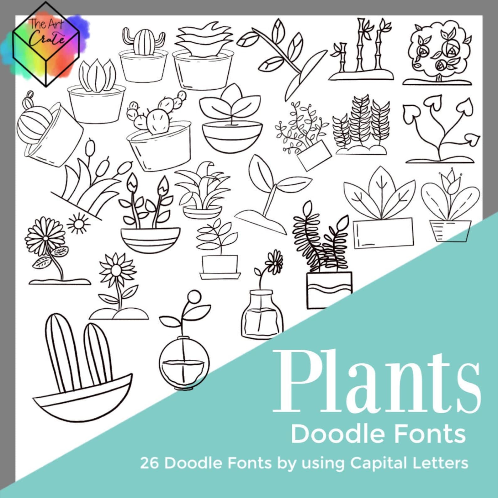 Doodle Fonts, Plants, Ready to Download and Install - Etsy