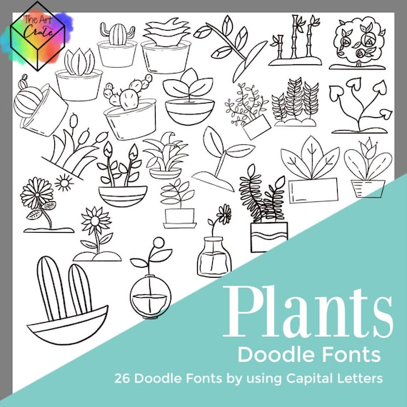 Doodle Fonts Plants Ready to Download and Install | Etsy