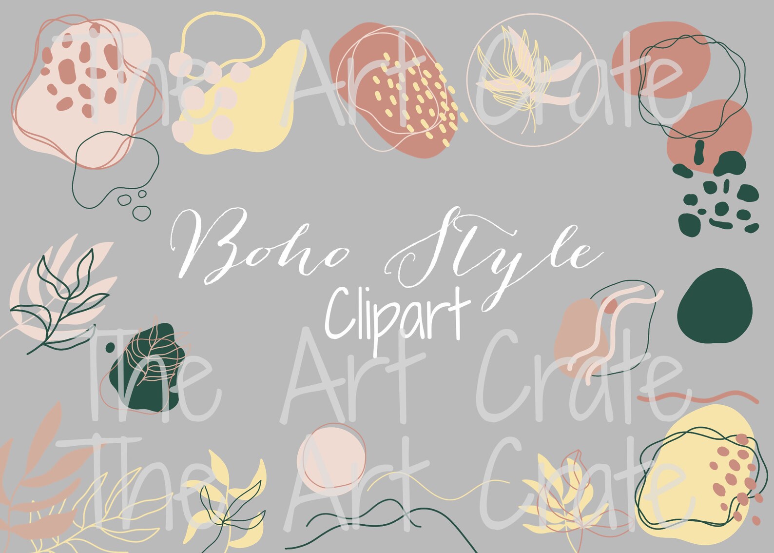 Boho Style Clipart Ready to Download and Install; 34 Boho Style Clipart ...