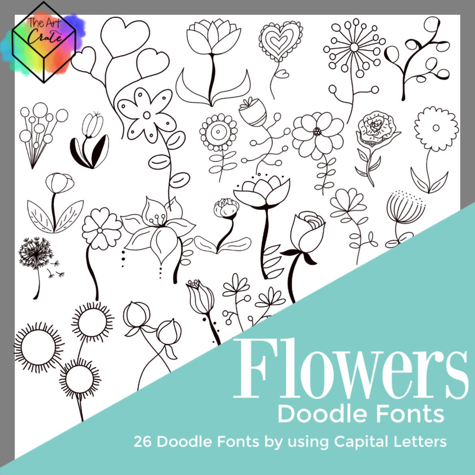 Doodle Fonts, Flowers, Ready to Download and Install - Etsy