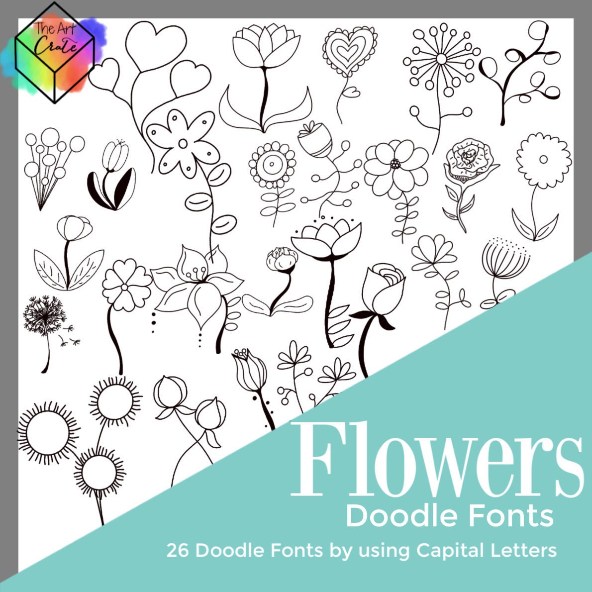 Doodle Fonts, Flowers, Ready to Download and Install - Etsy