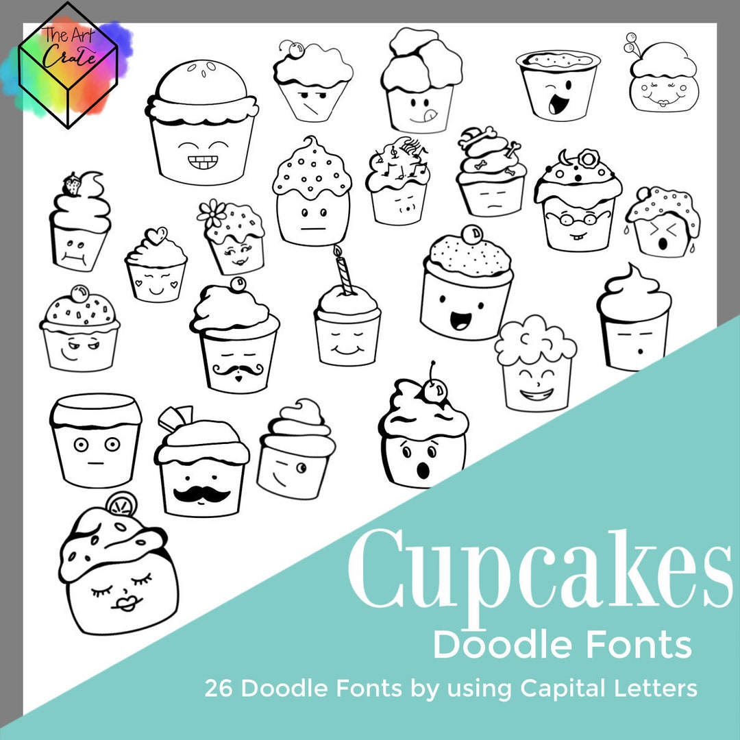 Doodle Fonts, Cupcakes, Ready to Download and Install - Etsy
