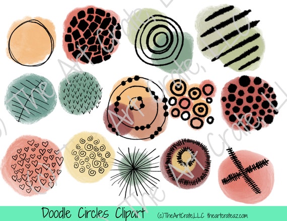 Doodle Circles Clipart Ready to Download and Install 13 | Etsy