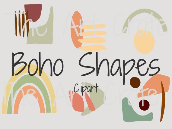 Boho Shapes Clipart Ready to Download and Install | Etsy