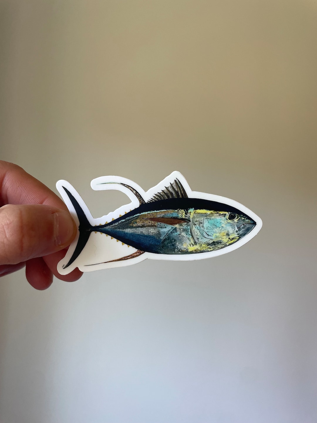 Hand-painted Tuna Sticker, Waterproof Decal - Etsy