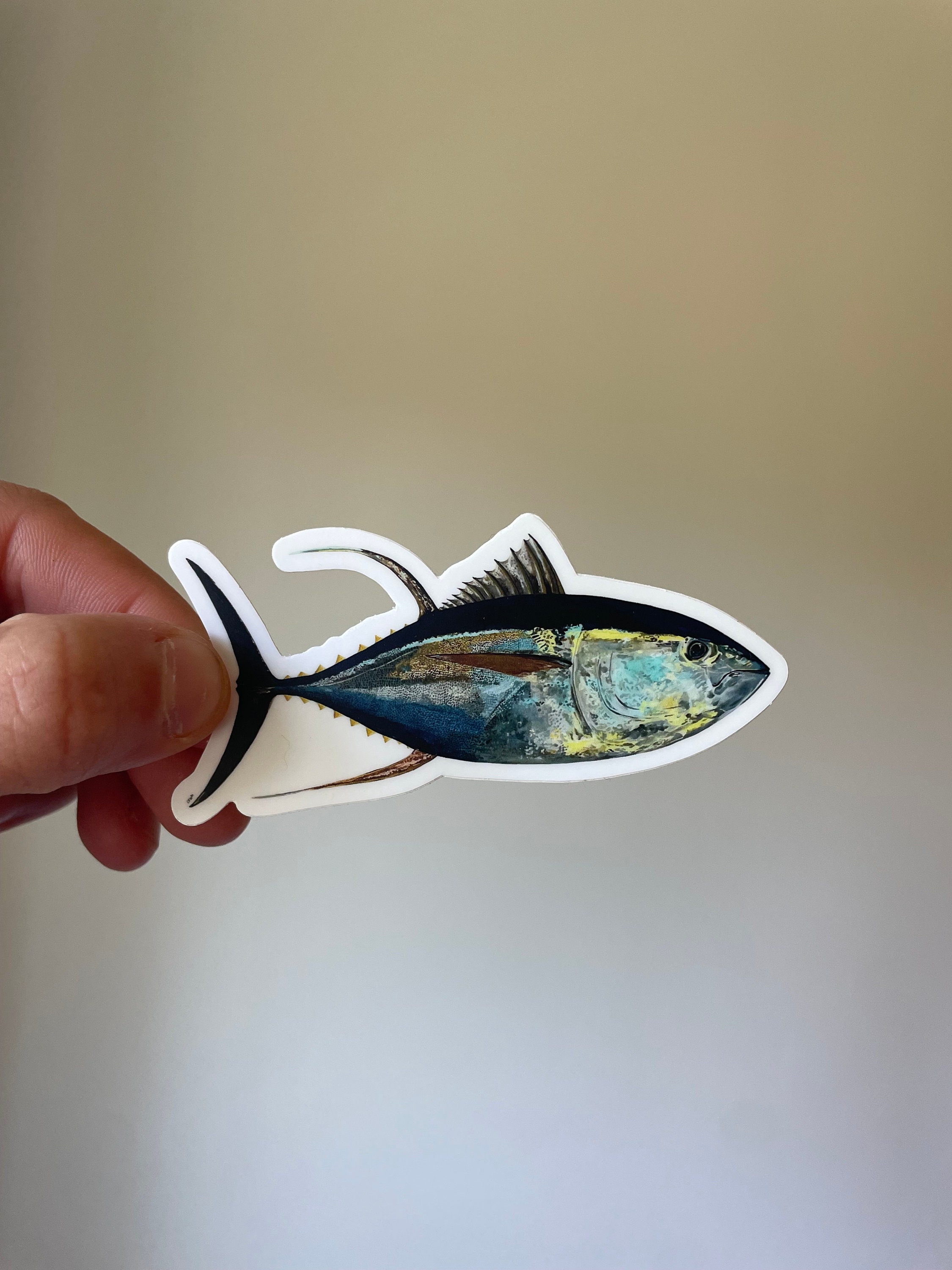 Hand-painted Tuna Sticker, Waterproof Decal - Etsy