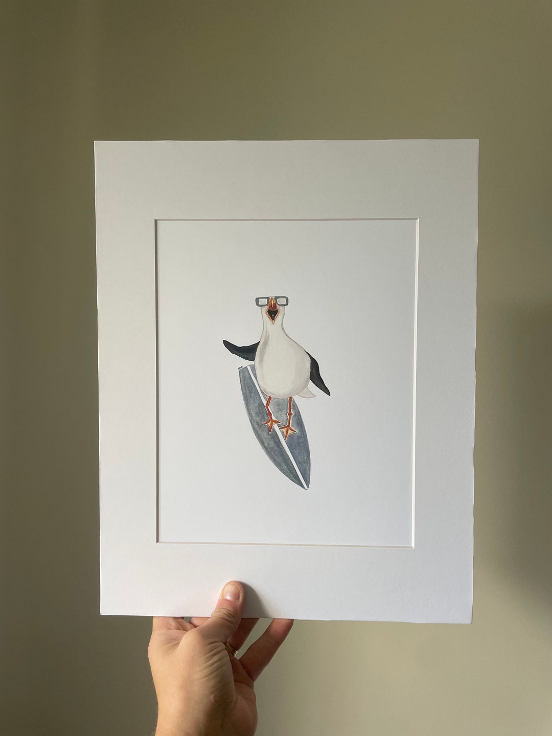 Surfing Seagull 11x14 Print - Etsy