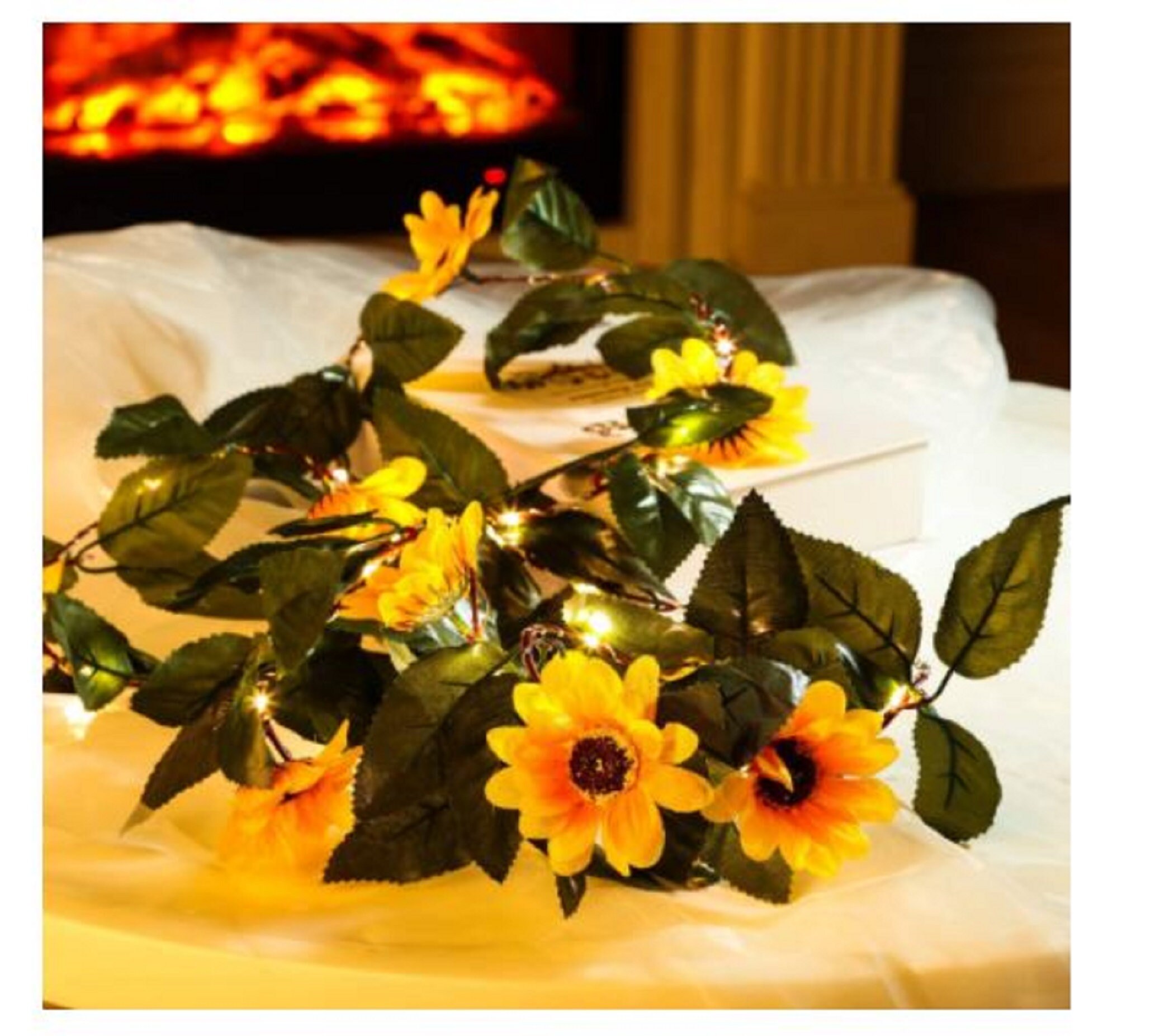 Artificial Sunflower String Garland 30 LED Lights 7.2 Ft. Sunflower ...