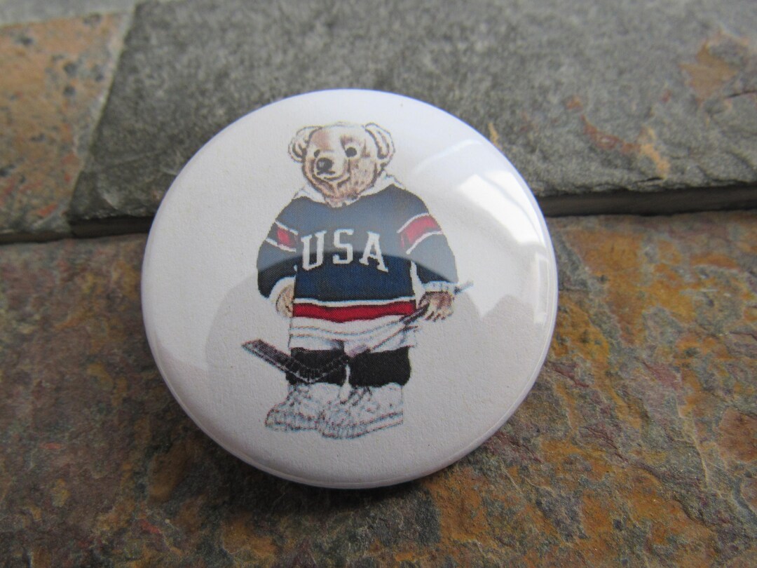 Retro Polo Ralph Lauren USA Hockey Bear Pin Lapel Brooch! - Etsy
