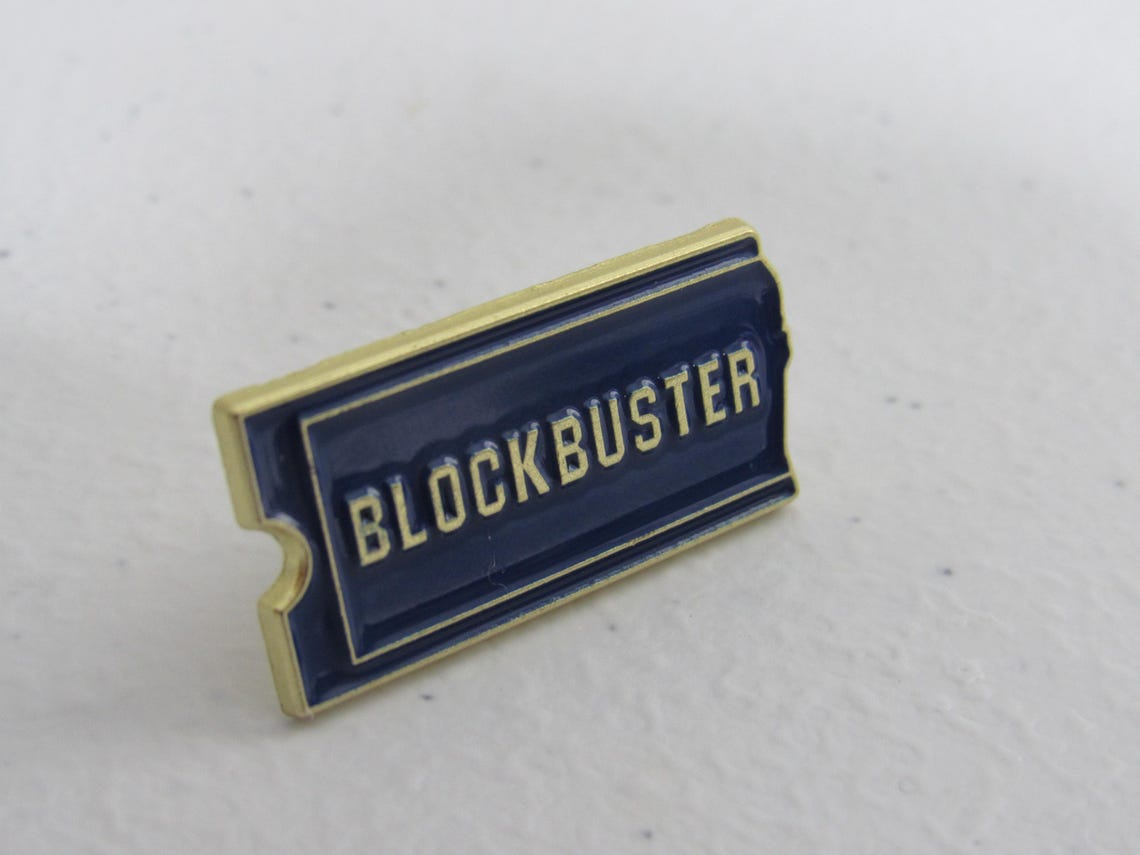 Retro Blockbuster Video Blue Acrylic Brooch Pin VHS Rental Weekends 90 ...