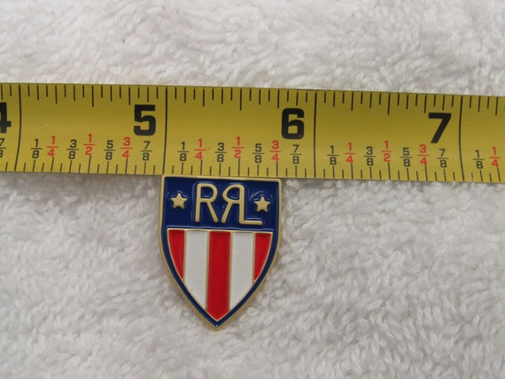 Double RL Ralph Lauren USA Flag Logo Brass Lapel Butt… - Gem