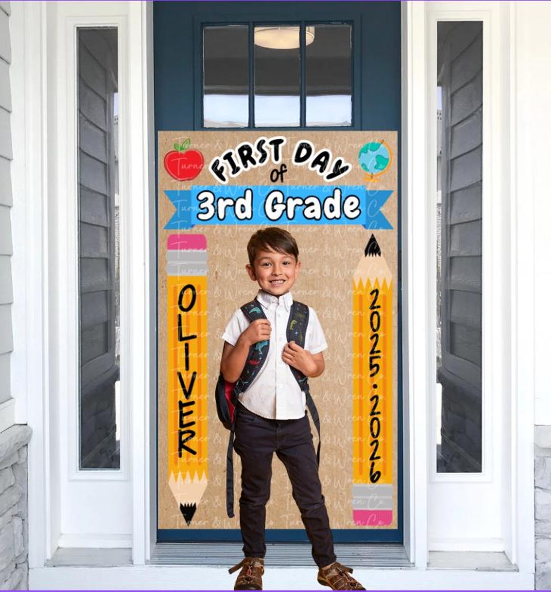 First Day of School Banner, Painted Banner Template, Back to School ...