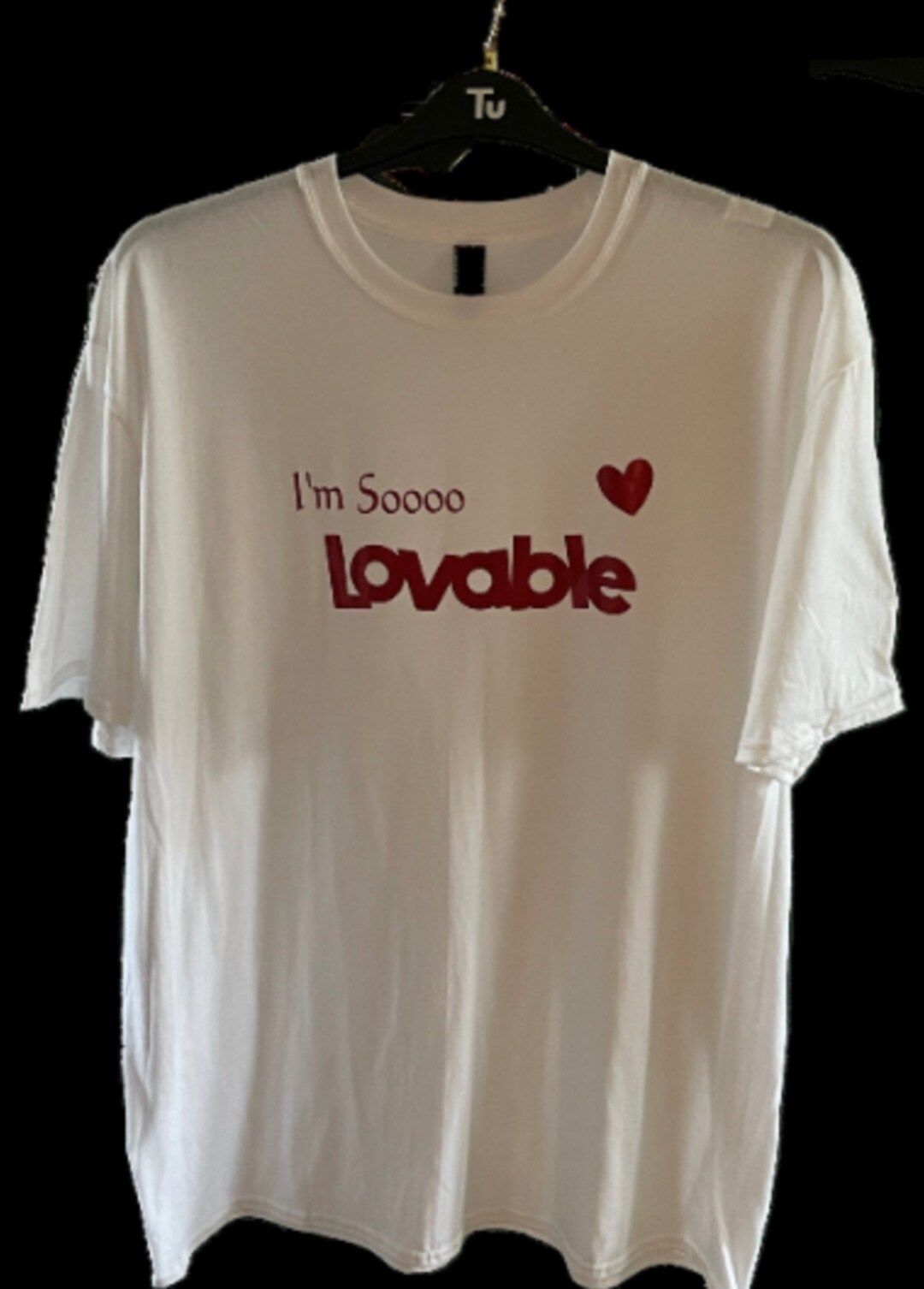 I'm so Lovable Printed Slogan T/shirt White and Glitter Red - Etsy UK