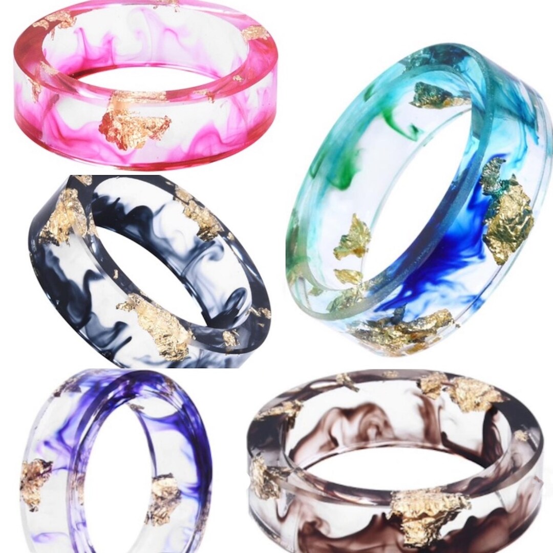 Handmade Clear Resin Rings With Gold Foil Hypoallergenic Jewellery - Etsy