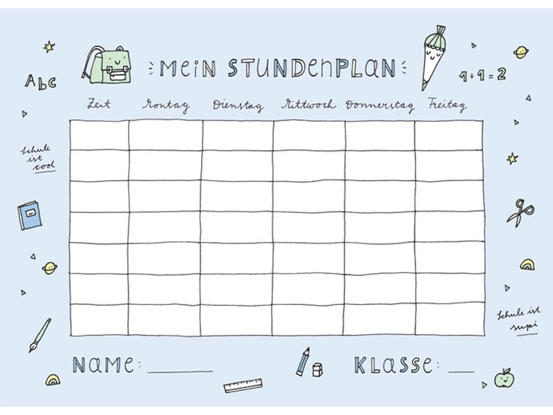Stundenplan // Printable | Etsy
