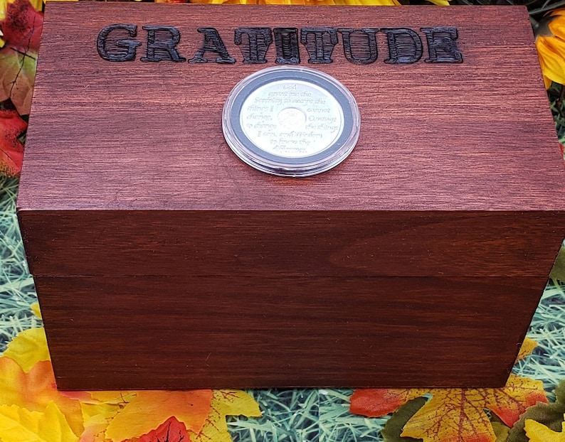 GRATITUDE AA Chip Holder Recipe Box Size Wood Recovery Gift - Etsy
