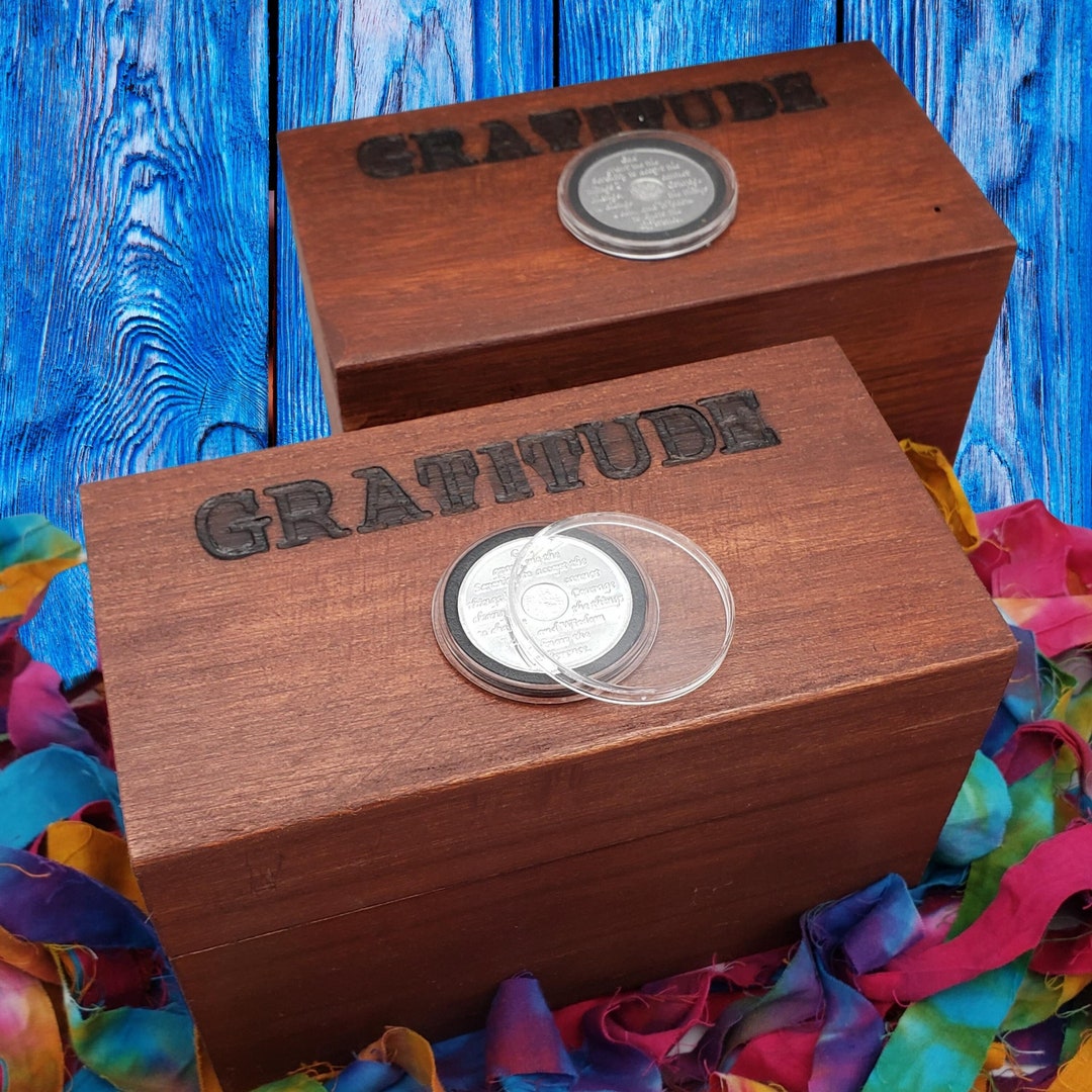 GRATITUDE AA Chip Holder Recipe Box Size Wood Recovery Gift Serenity ...