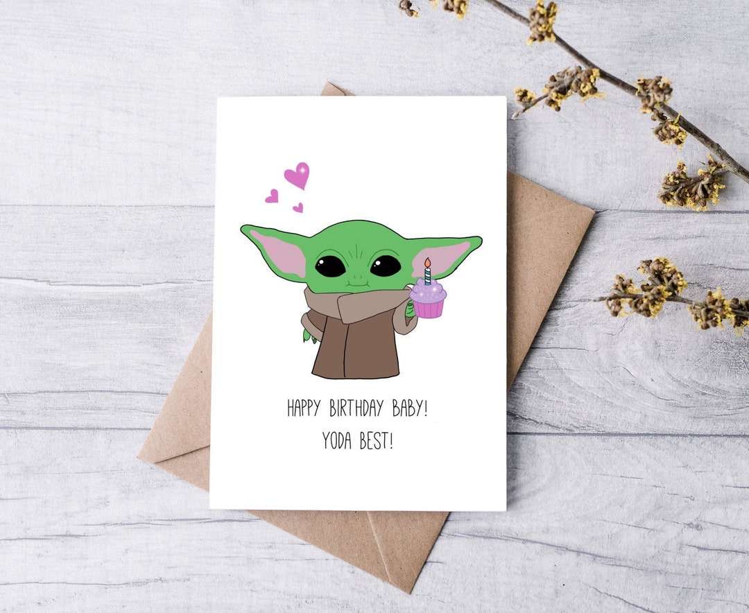 Digital: Happy Birthday Baby Yoda Best Greeting Card - Etsy
