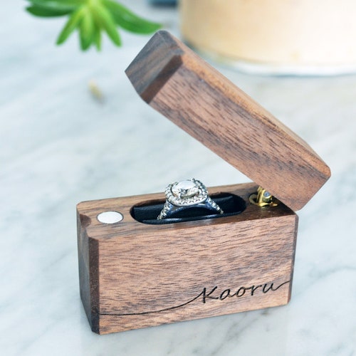 Magnetic Slim Engagement Ring Box Personalize Engrave | Etsy