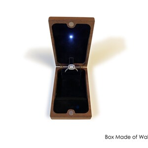 LED Flip-up Engagement Ring Box With Light / Slim Wooden Ring Box With ...
