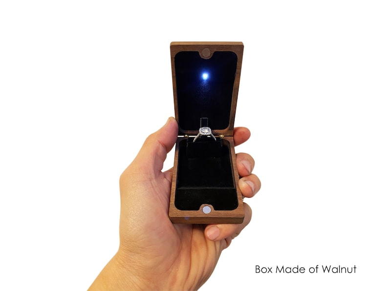 LED Flip-up Engagement Ring Box With Light / Slim Wooden Ring - Etsy