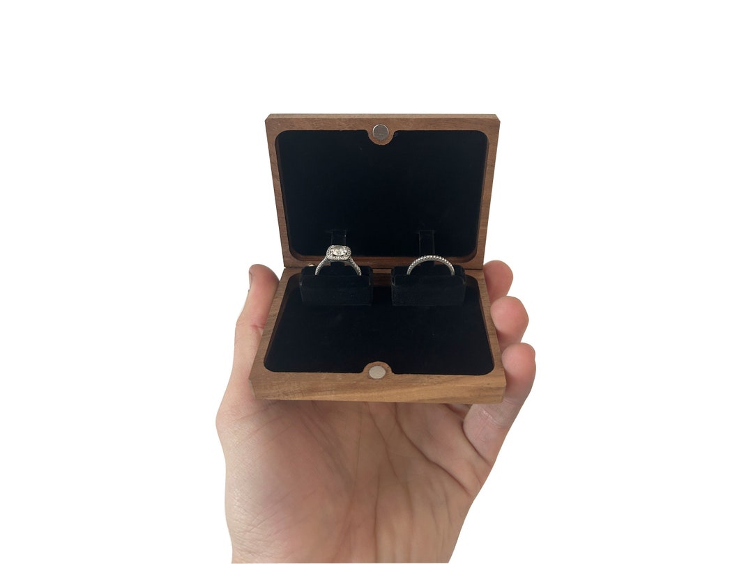 Engraved Wooden Double Ring Box: Flip-up Design - Etsy