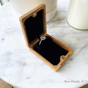 Flip-up Wooden Engagement Ring Box: Slim Pocket Proposal, Personalized ...