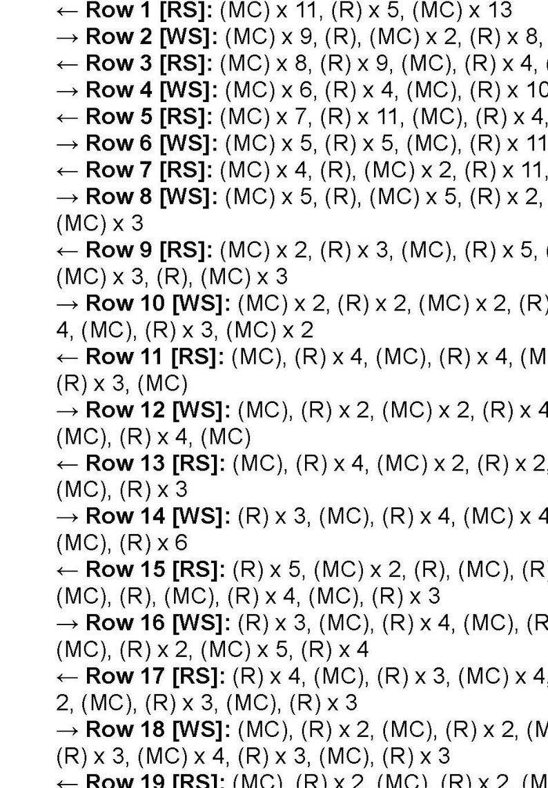 Red Rose Flower Knitting Chart – PDF Pattern for Machine & Hand ...