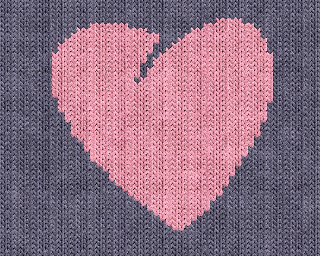 Pastel Pink Heart Knitting Chart – PDF Pattern for Machine & Hand ...