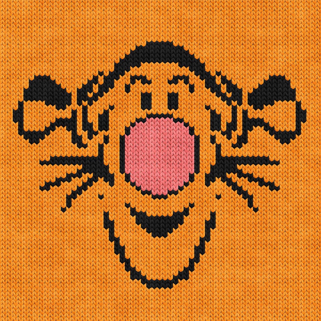 Tigger Face Printable Knitting Chart PDF Pattern for Machine & Hand ...