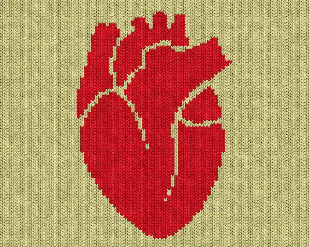 Anatomical Heart Knitting Chart – PDF Pattern for Machine & Hand Knitting, Intarsia, Fair Isle ...