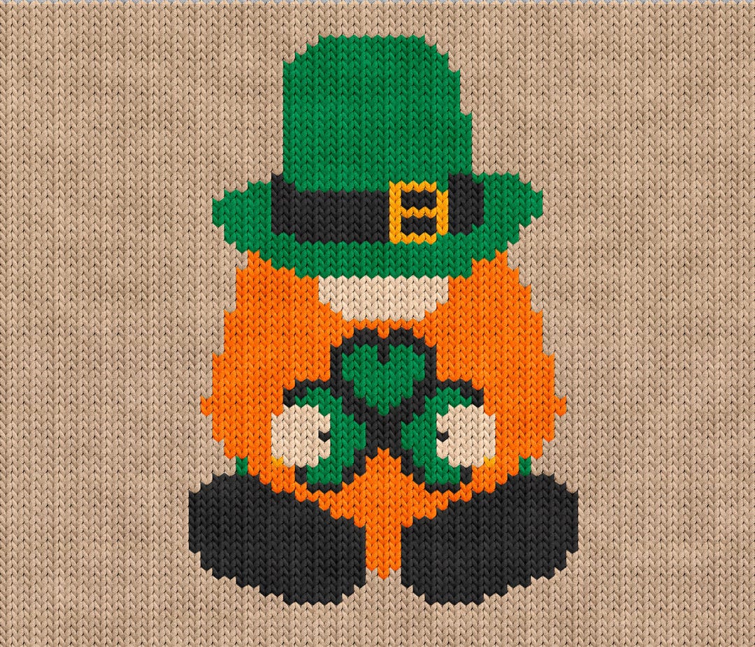 St Patricks Day Lucky Gnome With Lucky Shamrock - Knitting Chart – PDF ...