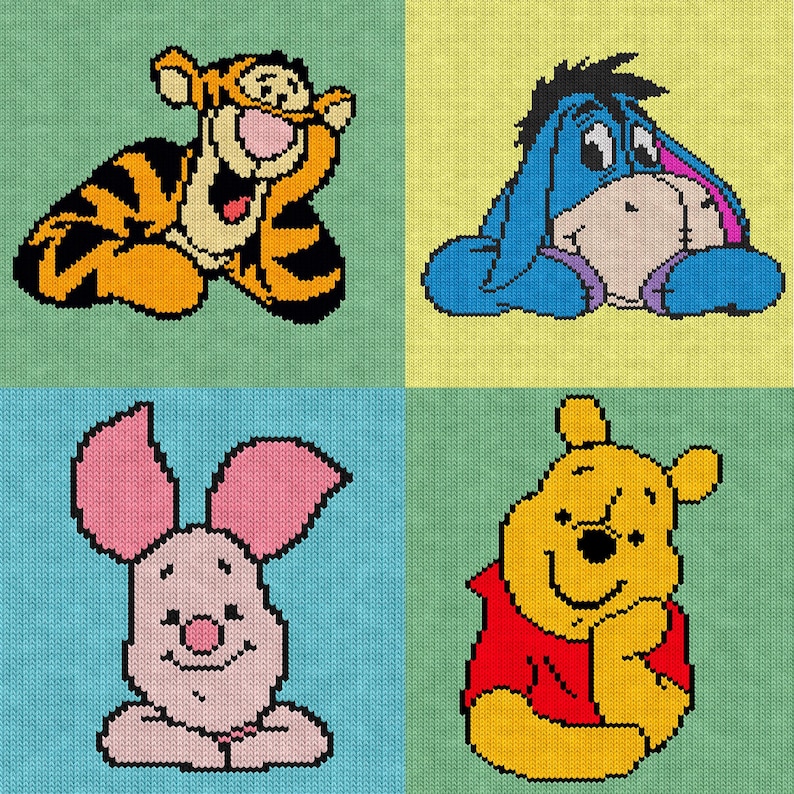 Winnie the Pooh & Friends Charts Set for Hand and Machine Knitting ...