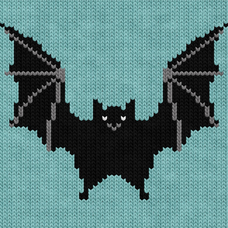 Spooky Bat Knitting Chart – PDF Pattern for Machine & Hand Knitting ...